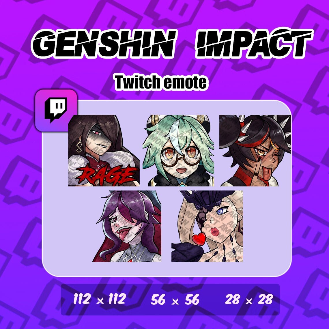5x Twitch emote Genshin Impact Waifu | Etsy