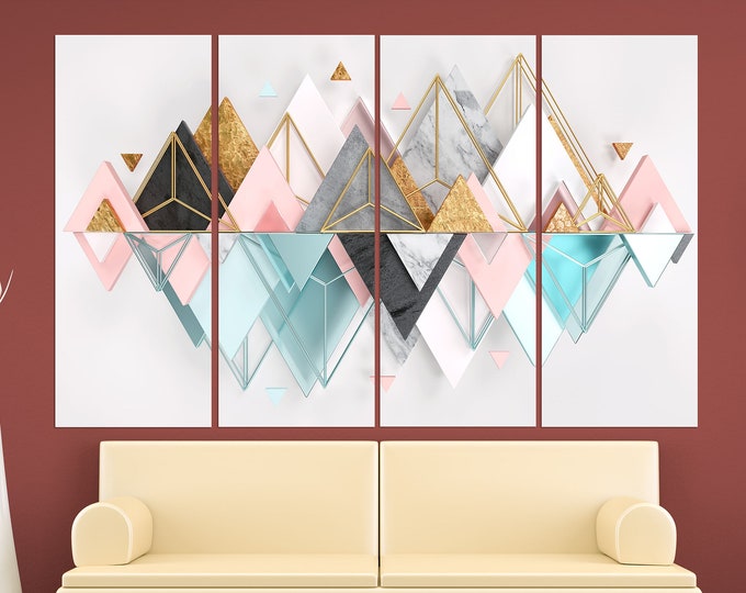 Geometric Wall Art Abstract Wall Art Paintings on Canvas Home | Etsy