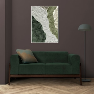 Abstract Wall Art, Green Floater Frame Canvas Print, Oil Painting ...