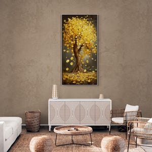 Golden Tree Wall Art, Money Tree Canvas Print, Modern Printable Fantasy ...