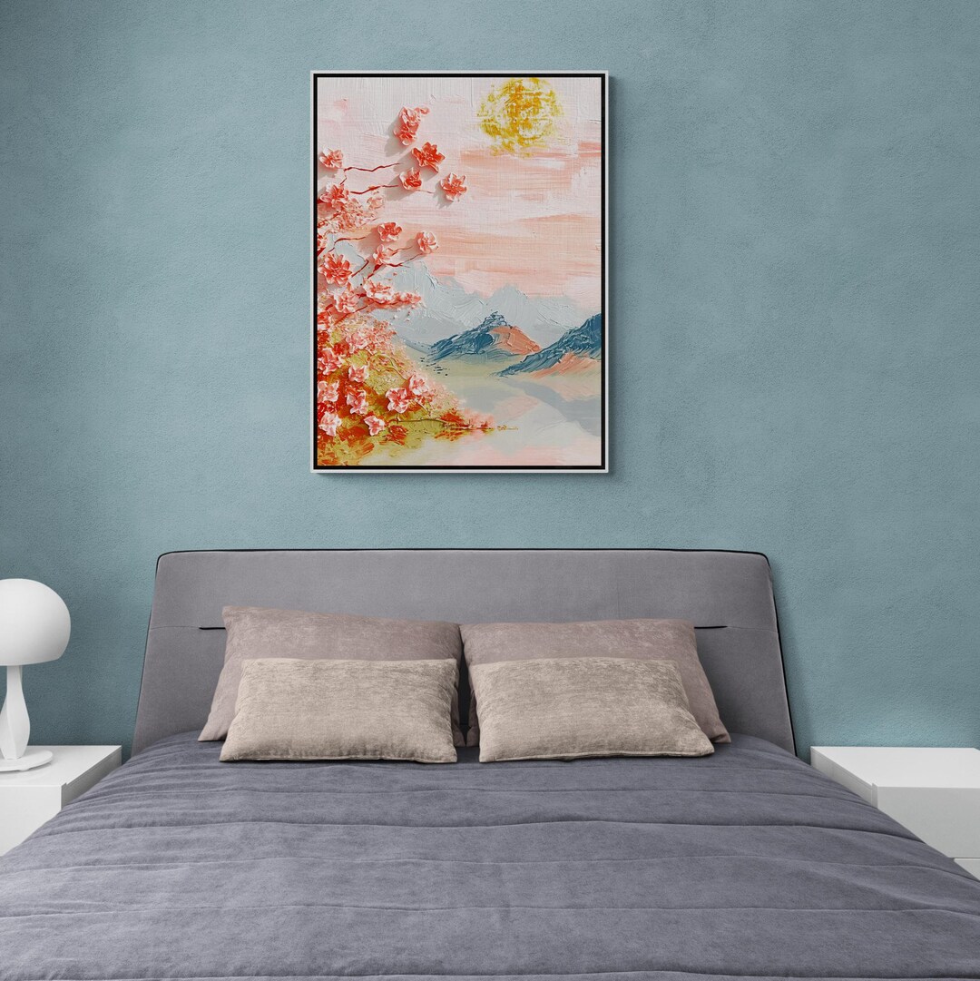 Sakura Blossom Wall Art, Chinoeserie Canvas Print, Framed Landscape ...