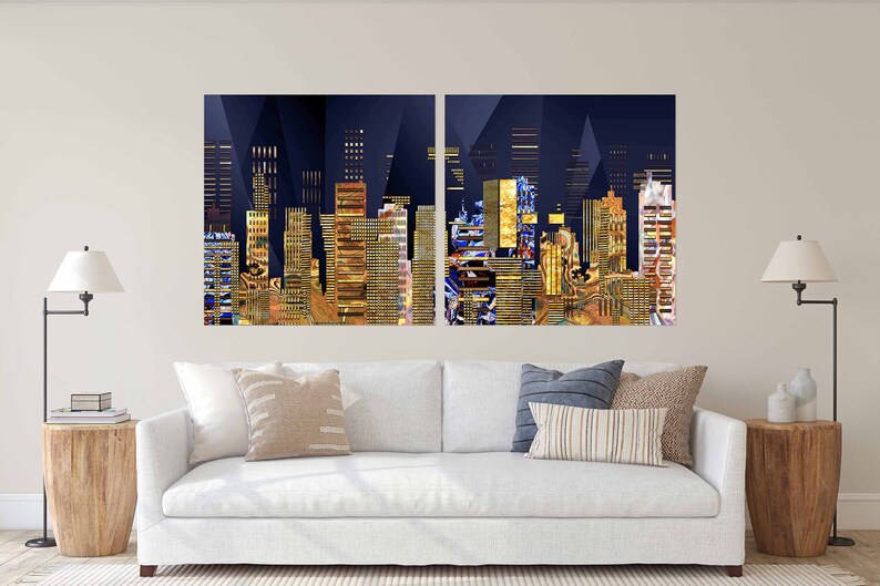 Night City Wall Collage Kit City at Night Decor Canvas - Etsy