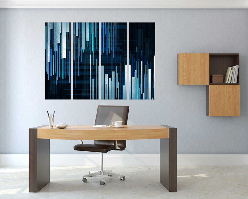 Single Line Drawing Modern Abstract Art 3 Piece Frame Canvas | Etsy