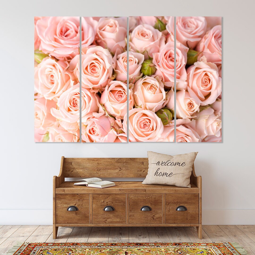 Pink Roses Wall Art Flowers Wall Art Paintings on Canvas, Home Wall ...