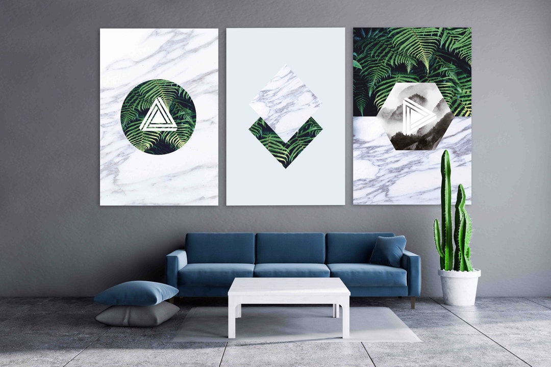 Geometric Wall Art Printable Set of 3 Abstract Wall Art - Etsy