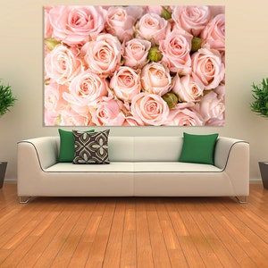 Pink Roses Wall Art Flowers Wall Art Paintings on Canvas, Home Wall ...
