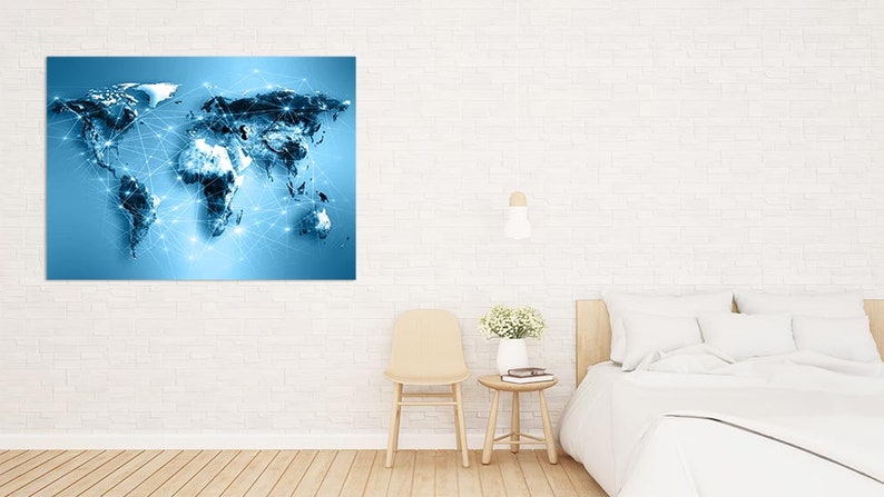 World map wall art paintings on canvas world map canvas home | Etsy