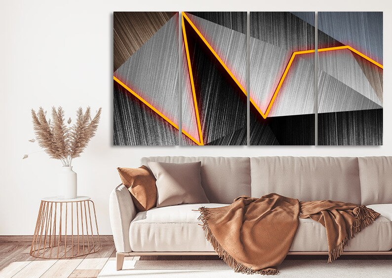 Geometric Wall Art Abstract Print Framed Canvas Painting Home - Etsy