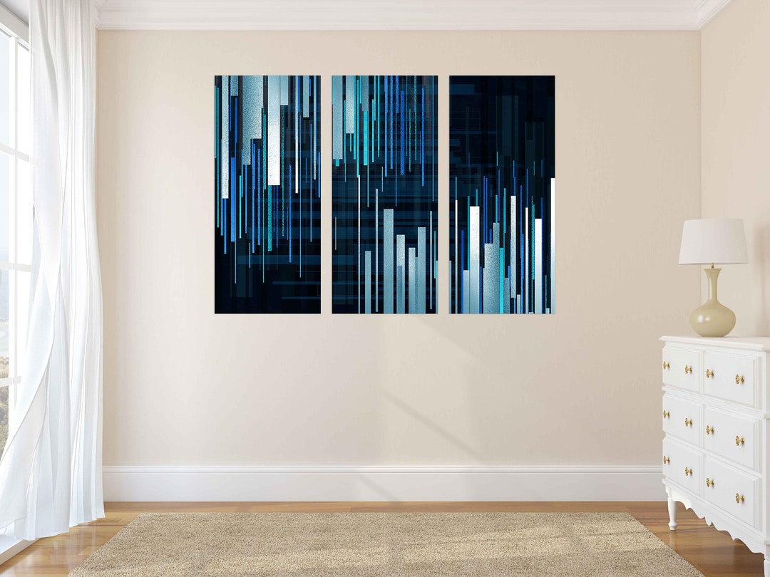 Single Line Drawing Modern Abstract Art 3 Piece Frame Canvas Multi ...