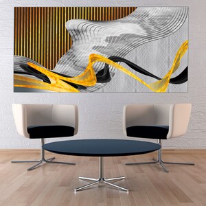 Grey Gold Art Abstract Art Print Modern Abstract Art Multi Panel Canvas ...