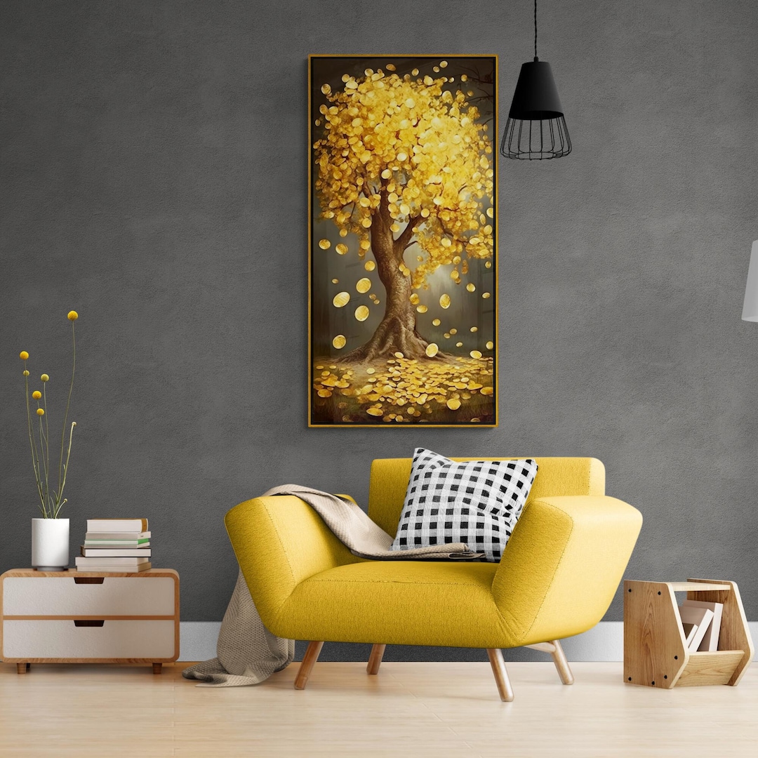 Golden Tree Wall Art, Money Tree Canvas Print, Modern Printable Fantasy ...