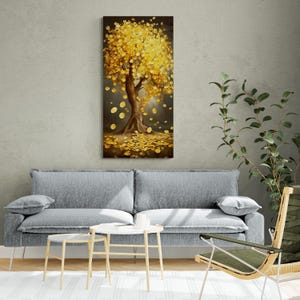 Golden Tree Wall Art, Money Tree Canvas Print, Modern Printable Fantasy ...