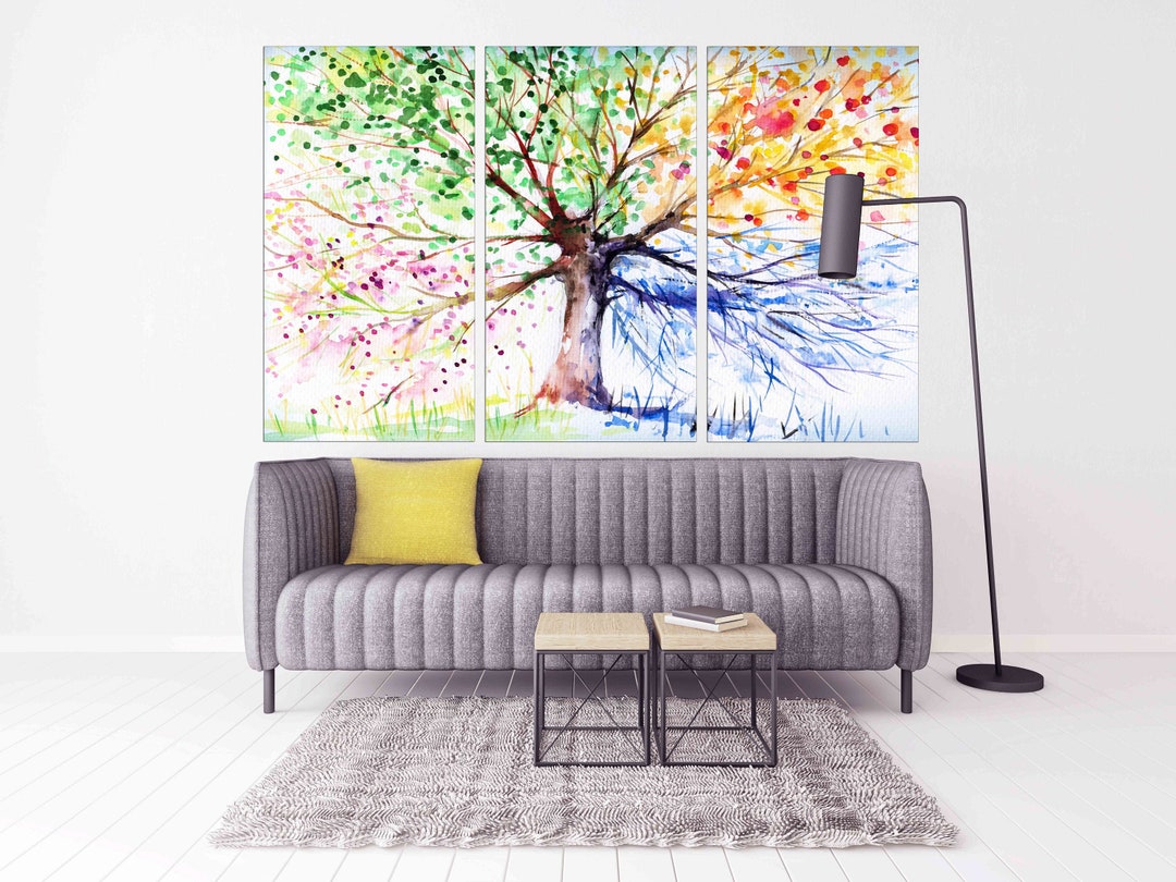 4 Seasons Tree Wall Art Four Season Tree Large Canvas Art Canvas ...
