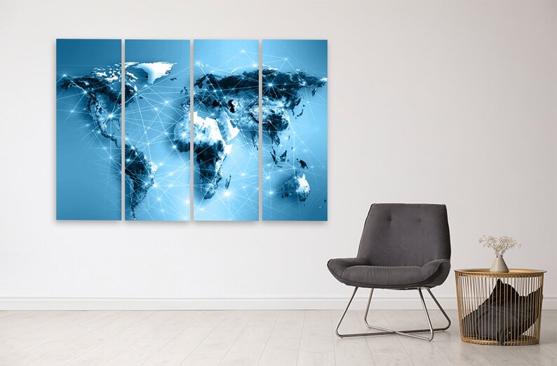 World map wall art paintings on canvas world map canvas home | Etsy