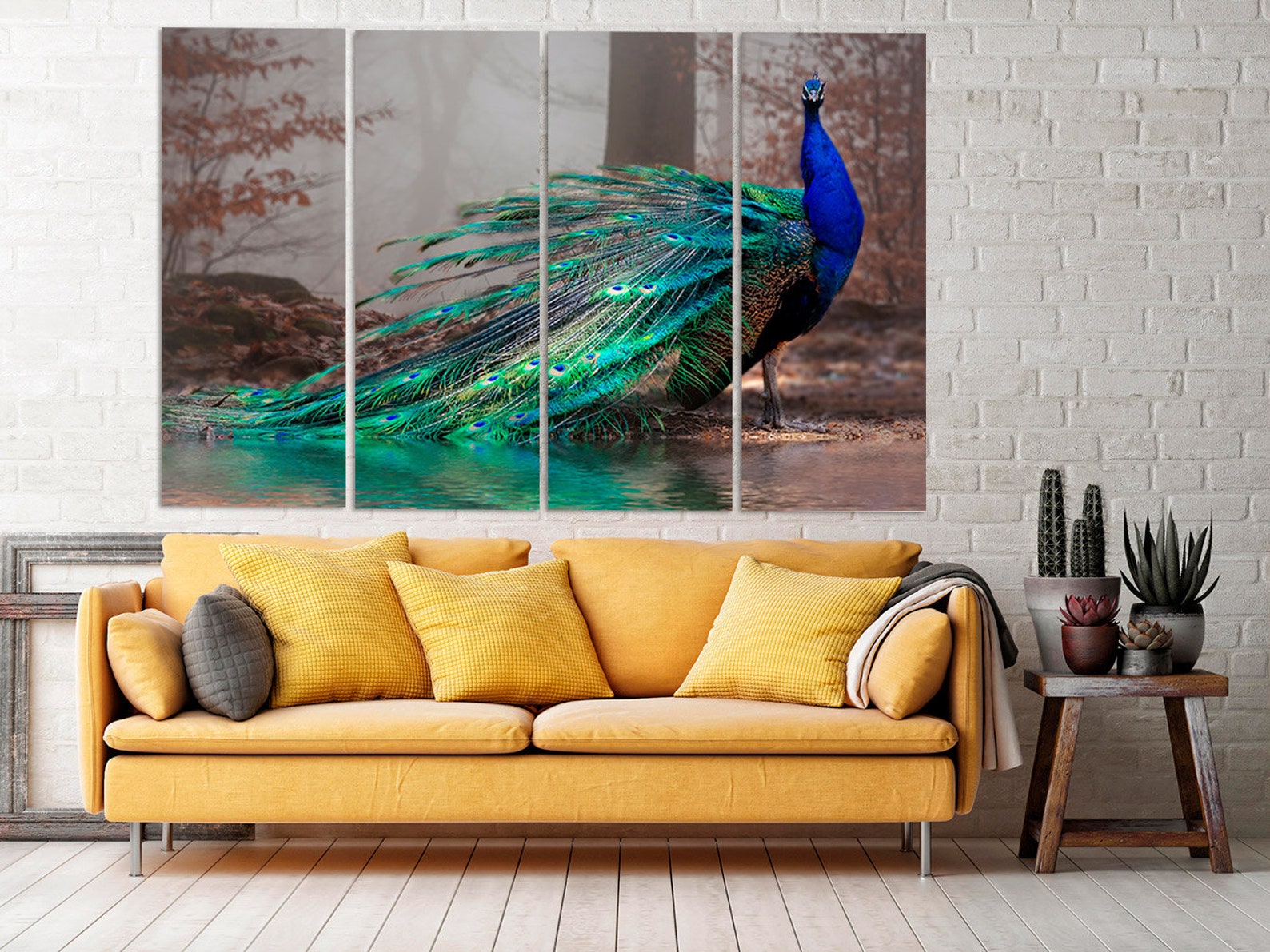Peacock Wall Art Paintings on Canvas Tropical Wall Art Bird - Etsy