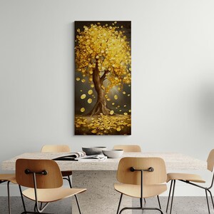 Golden Tree Wall Art, Money Tree Canvas Print, Modern Printable Fantasy ...