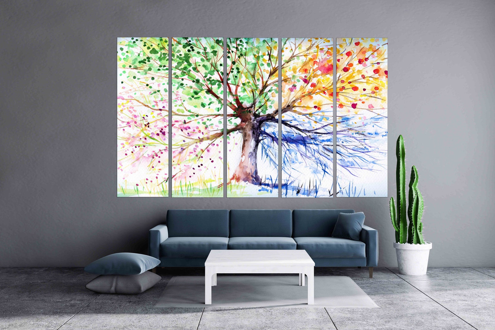 4 Seasons Tree Wall Art Four Season Tree Large Canvas Art | Etsy
