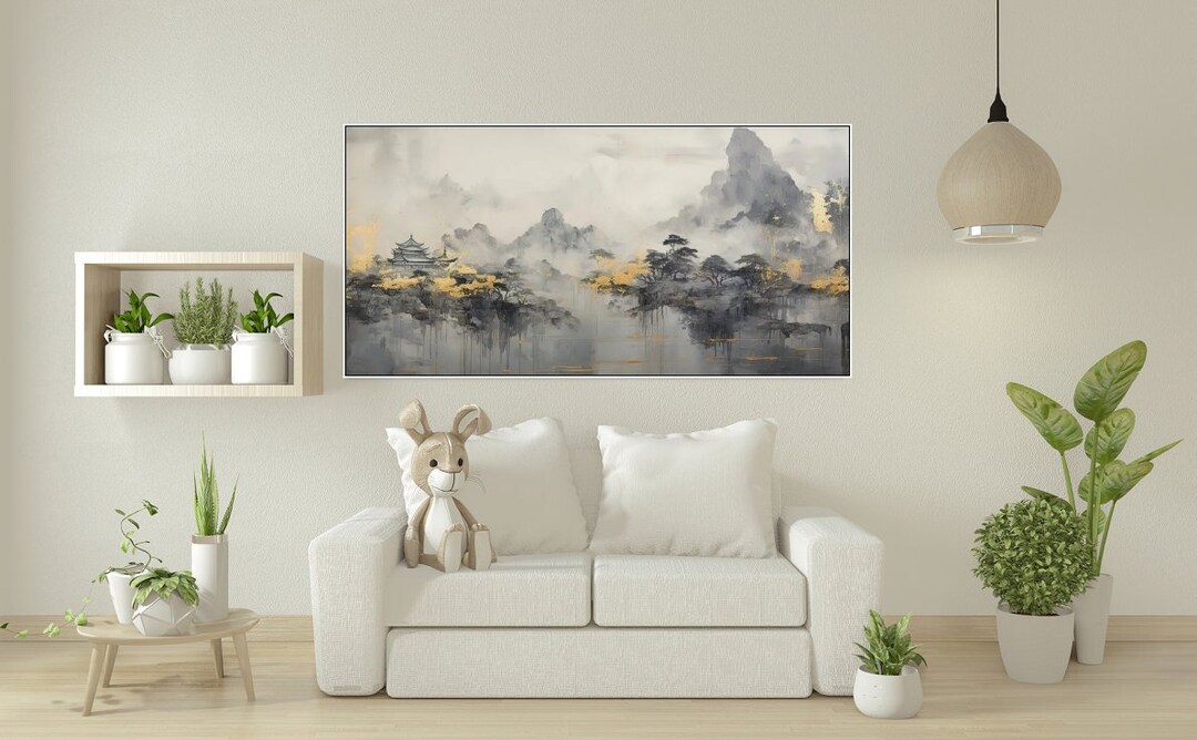 Smoky Mountains Wall Art, Floating Frame Landscape Artwork, Misty Trees ...