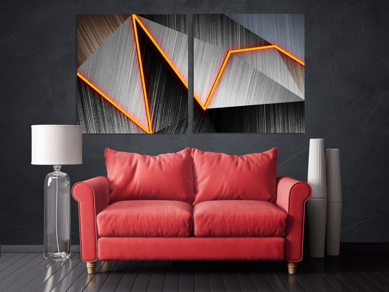 Geometric Wall Art Abstract Print Framed Canvas Painting Home - Etsy