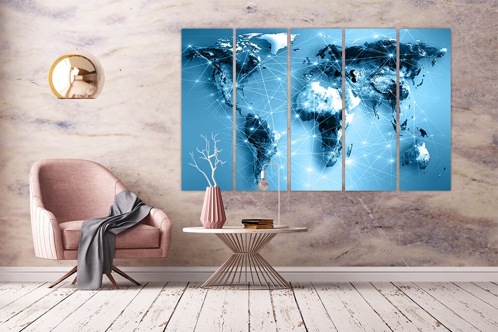 World Map Wall Art Paintings on Canvas World Map Canvas Home - Etsy