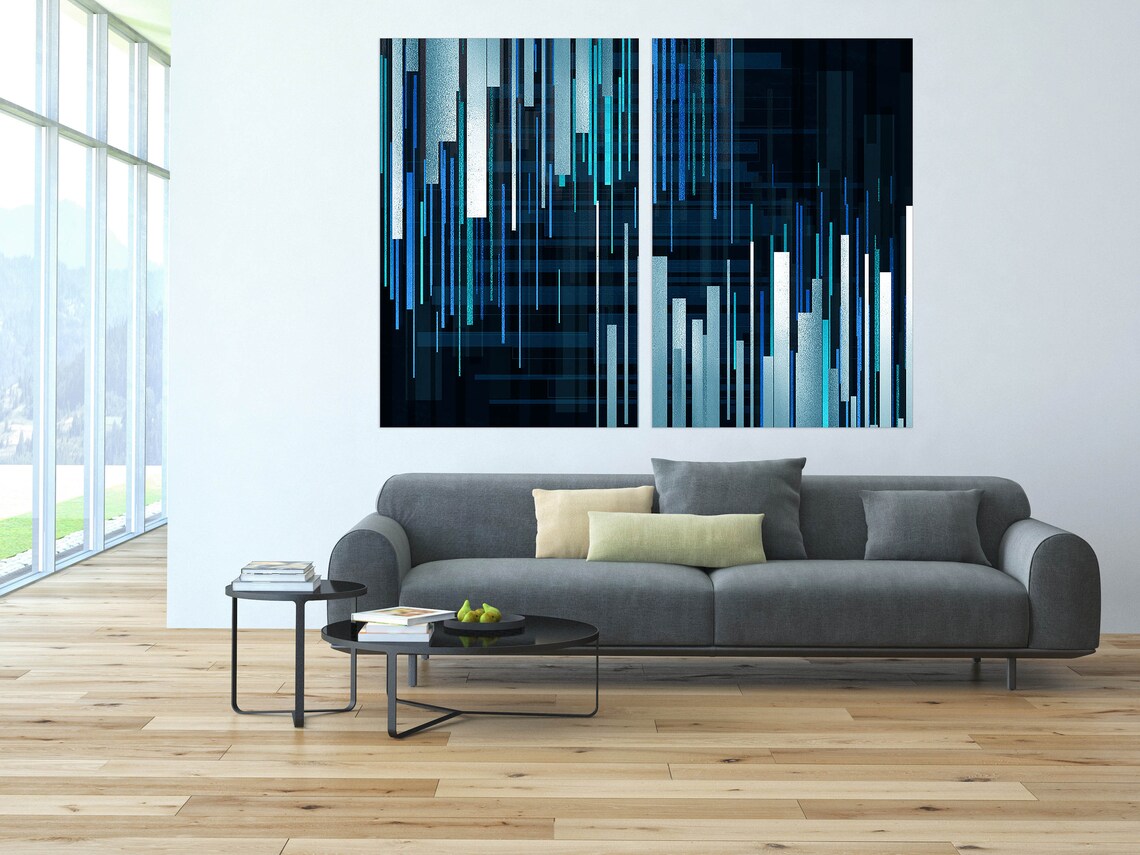 Single Line Drawing Modern Abstract Art 3 Piece Frame Canvas | Etsy