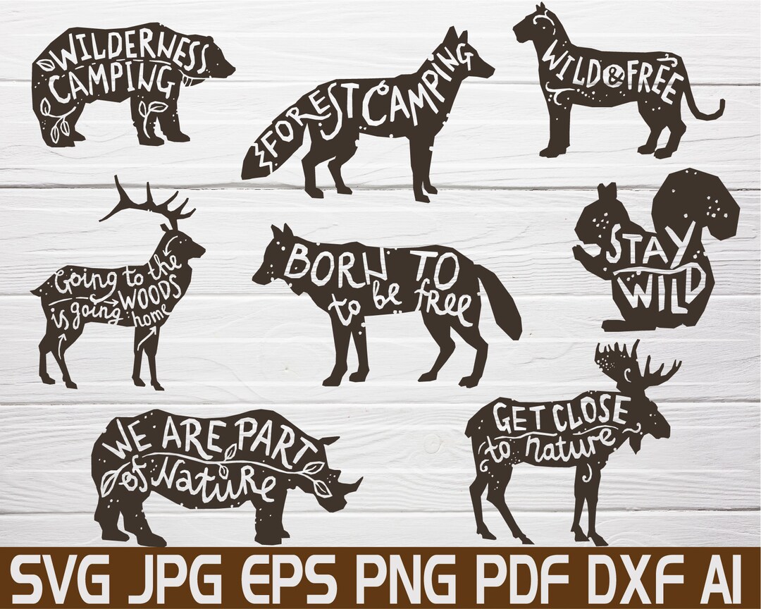 Wilde Tiere Svg Tier Svg Wolf Svg Bär Svg Eichhörnchen Svg Elk Svg ...