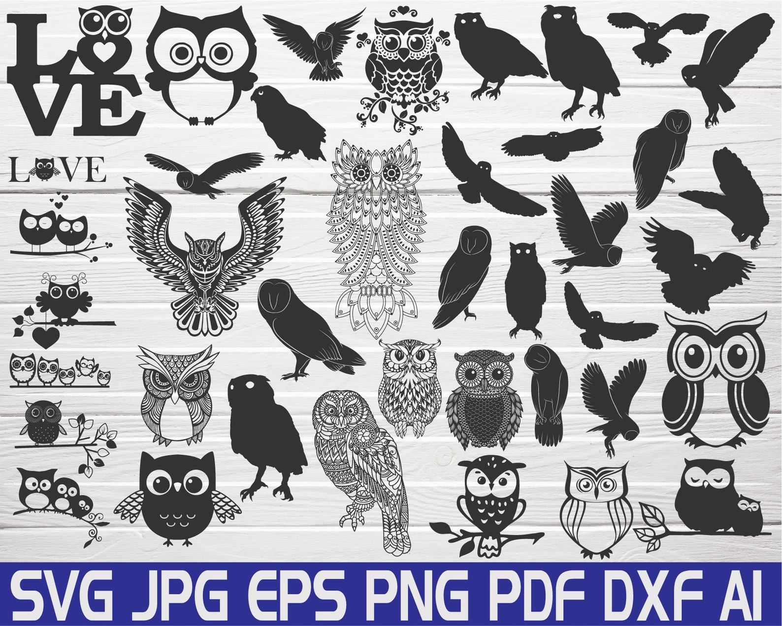 40 Owls Svg Cut Files Owl Svg Owl Vector Bird Svg Owl Png Owl - Etsy