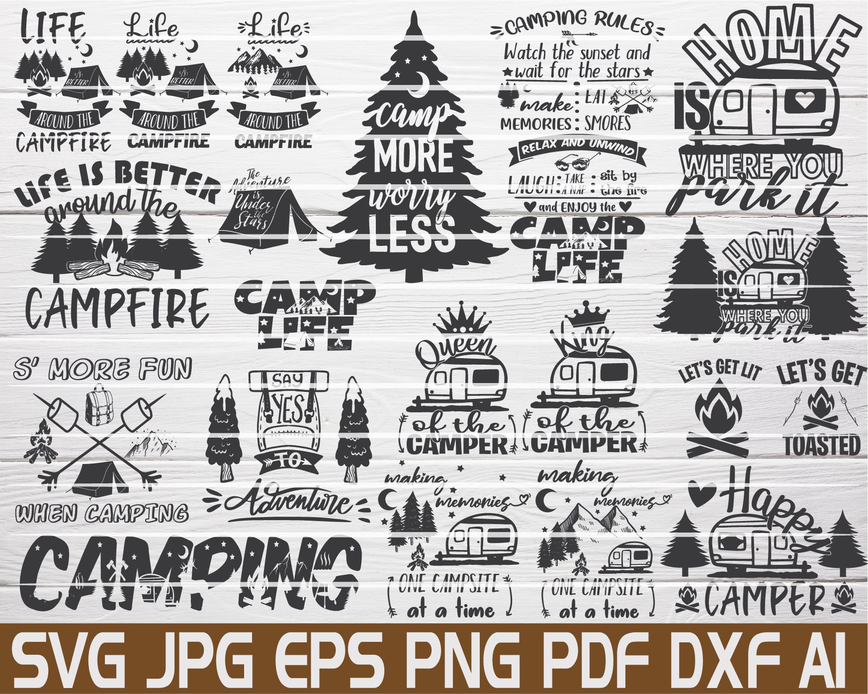Camping Quotes Big Bundle Svg Files Vector Printable Camping - Etsy