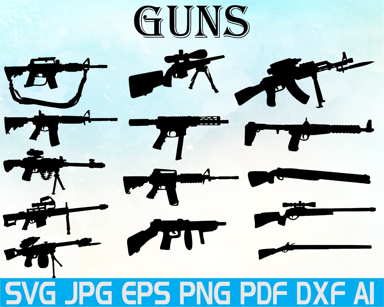 34 Gun Silhouette Svg Pistol Svg Weapon Svg Files for Cricut - Etsy Finland