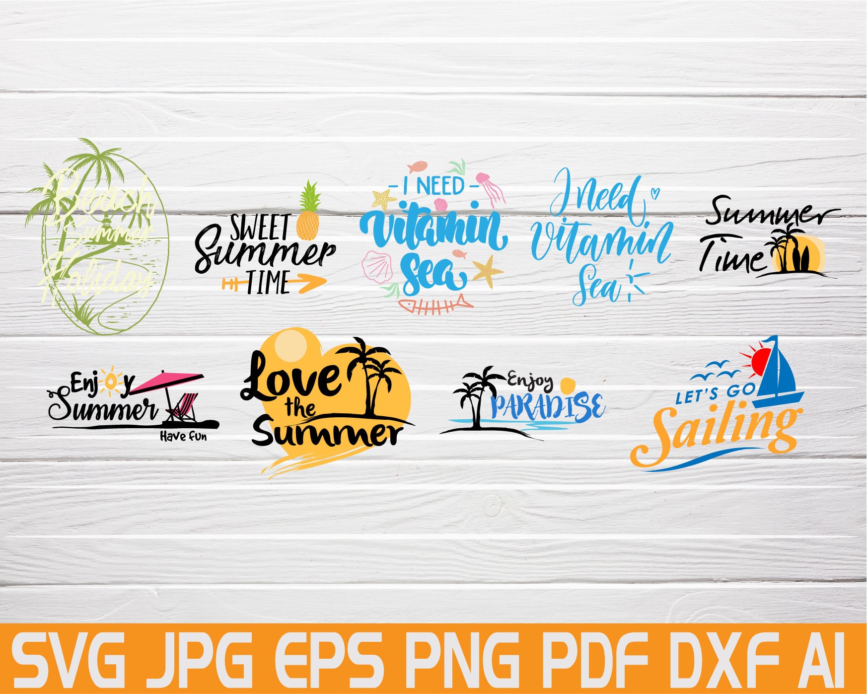 70 paquete de verano Svg Verano Svg Beach Svg Summer Quote Svg - Etsy ...