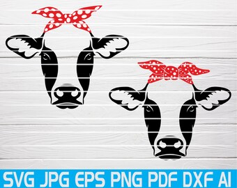Cow Bandana SVG Cow Head Svg Cow Face Svg Farm Svg Cow Face Png Heifer ...