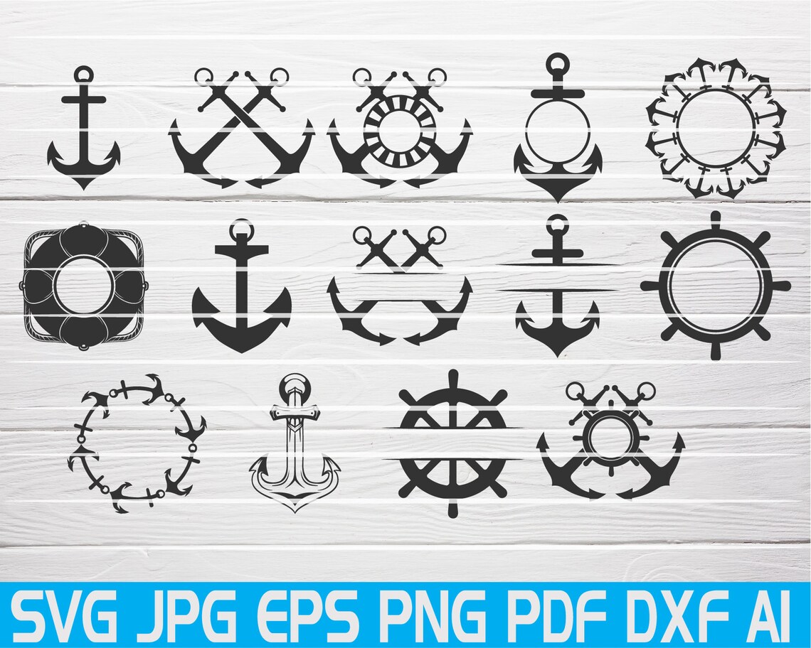 25 Anchor Monogram Frame Svg Anchor Svg Nautical Svg Anchor - Etsy Canada