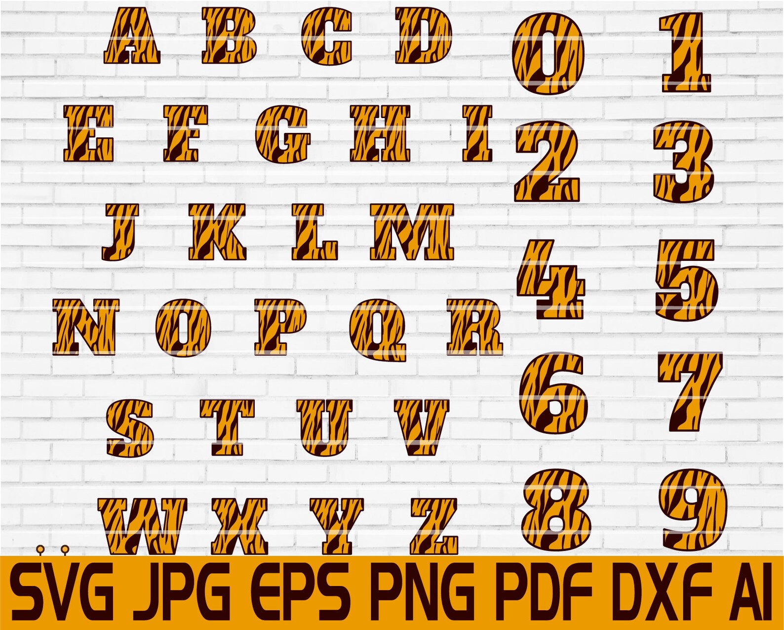 Tiger Font Svg Tiger Skin Font Animal Alphabet Svg Animal | Etsy
