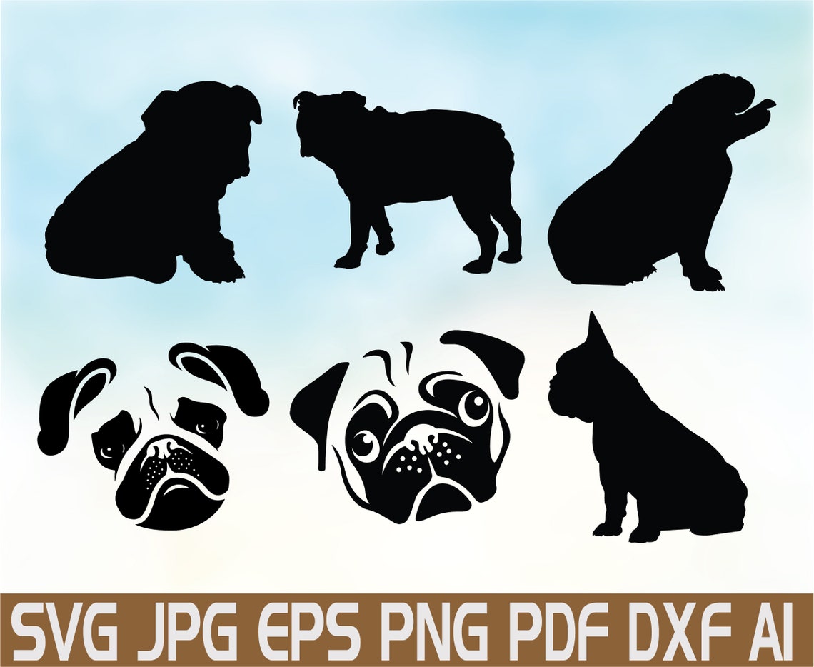 30 Pug Svg Bundle Pug Clipart Pug Silhouette Svg Pug Mom Svg - Etsy