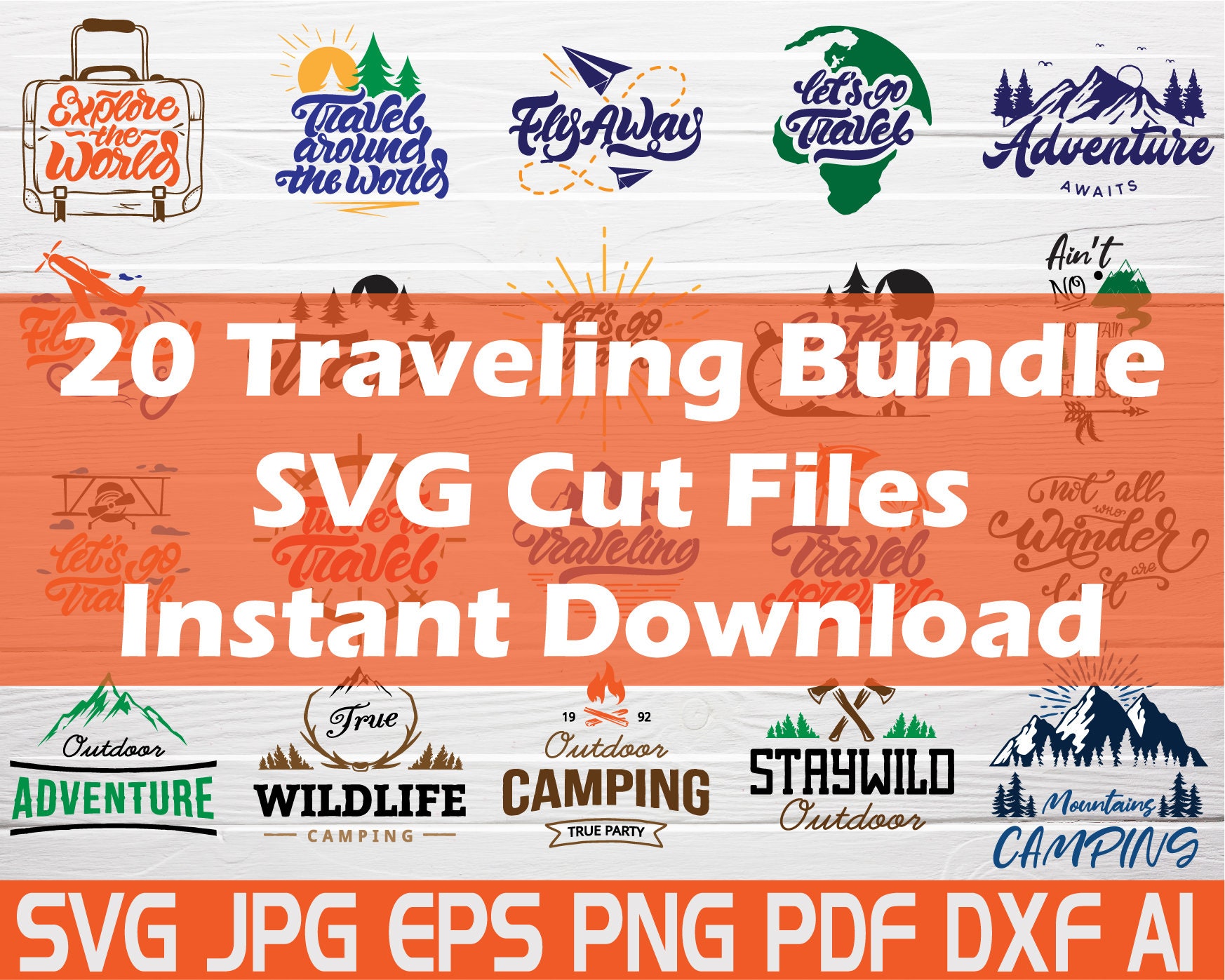 20 Travel Bundle Svg Cut Files Adventure Svg Bundle Travel Svg - Etsy