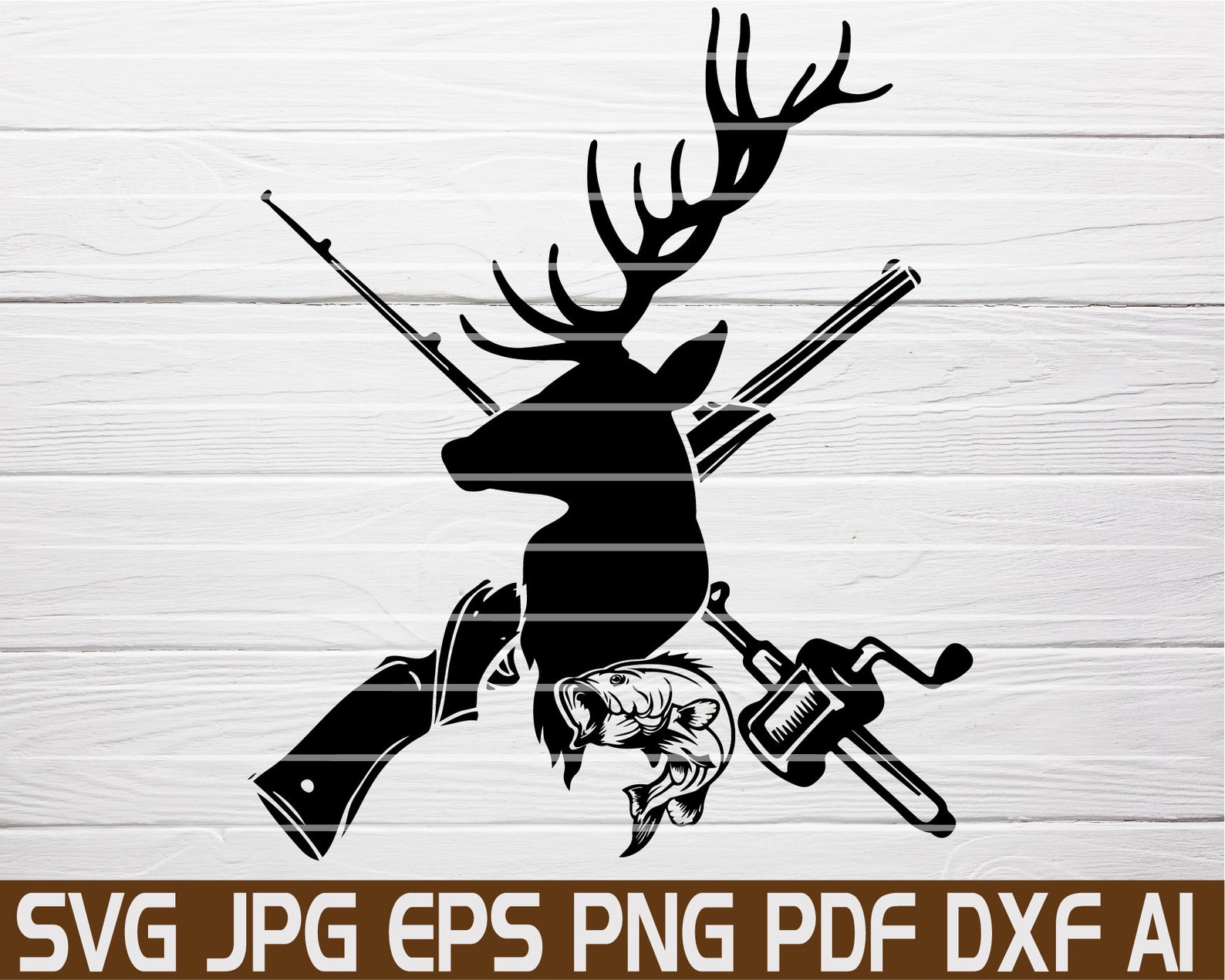 Deer Fish Svg Deer Svg Fish Svg Fishing Pole Svg Rifle Svg | Etsy