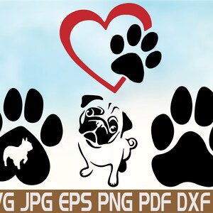 30 Pug Svg Bundle Pug Clipart Pug Silhouette Svg Pug Mom Svg Love Pugs ...