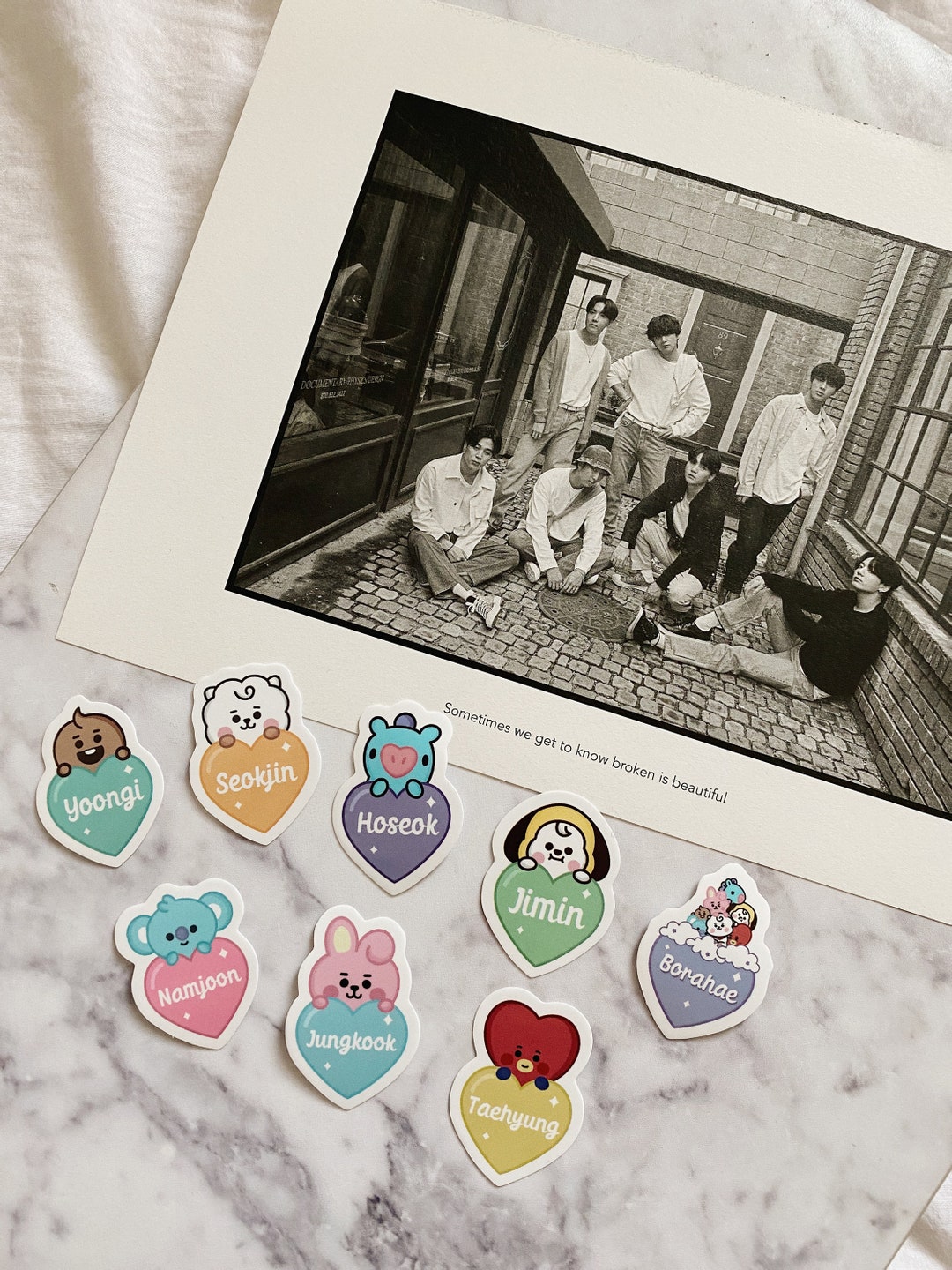 BTS BT21 Cute Tiny Phone Decor Heart Stickers Decal - Etsy