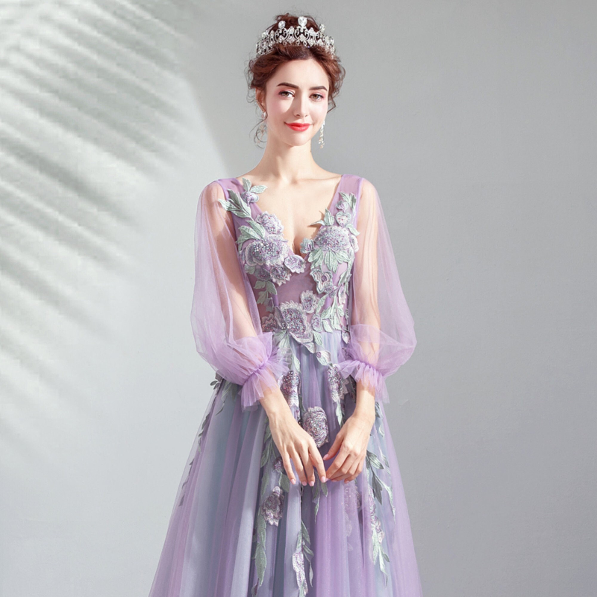 Embroidery Flower Formal Dress Purple Bridal Dress Plus Size - Etsy