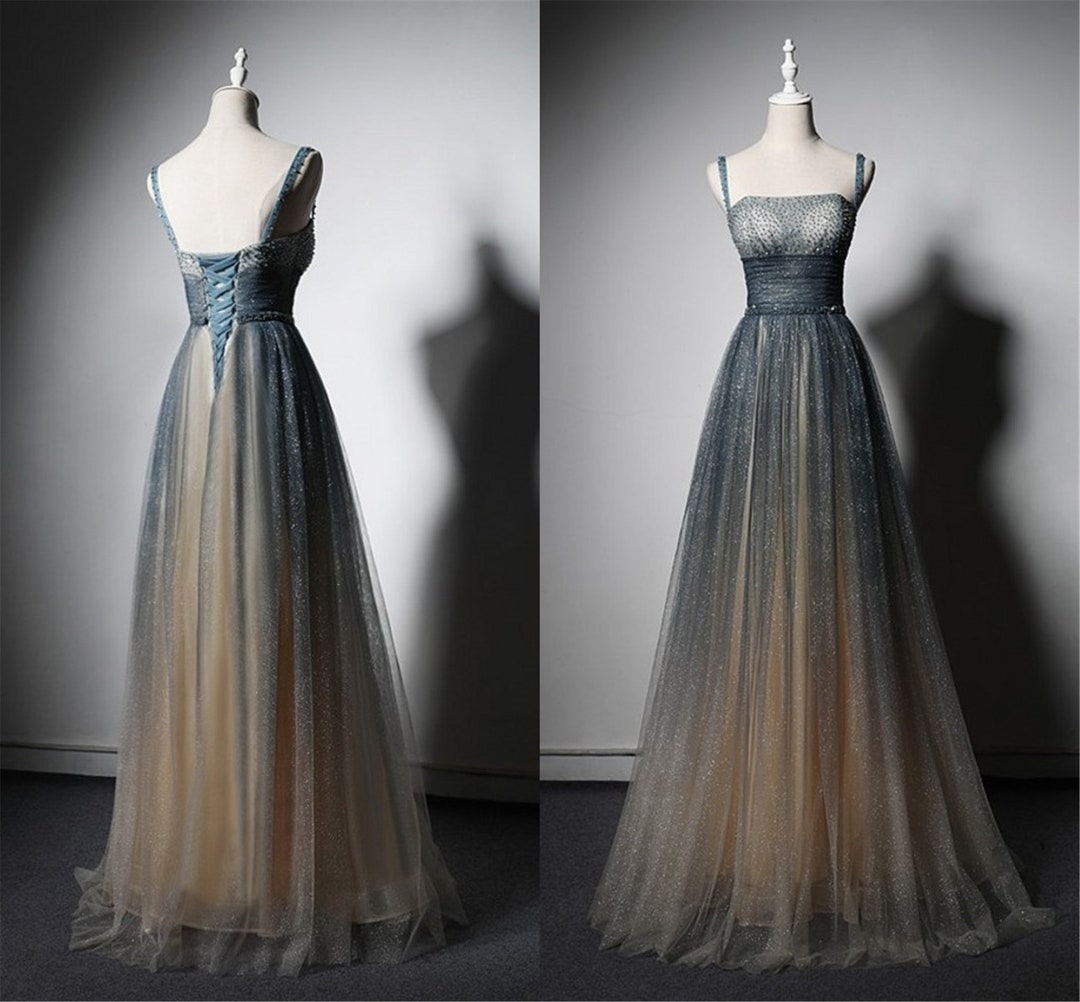 Gradient Blue Homecoming Dress Sparkle Tulle Evening Dress - Etsy
