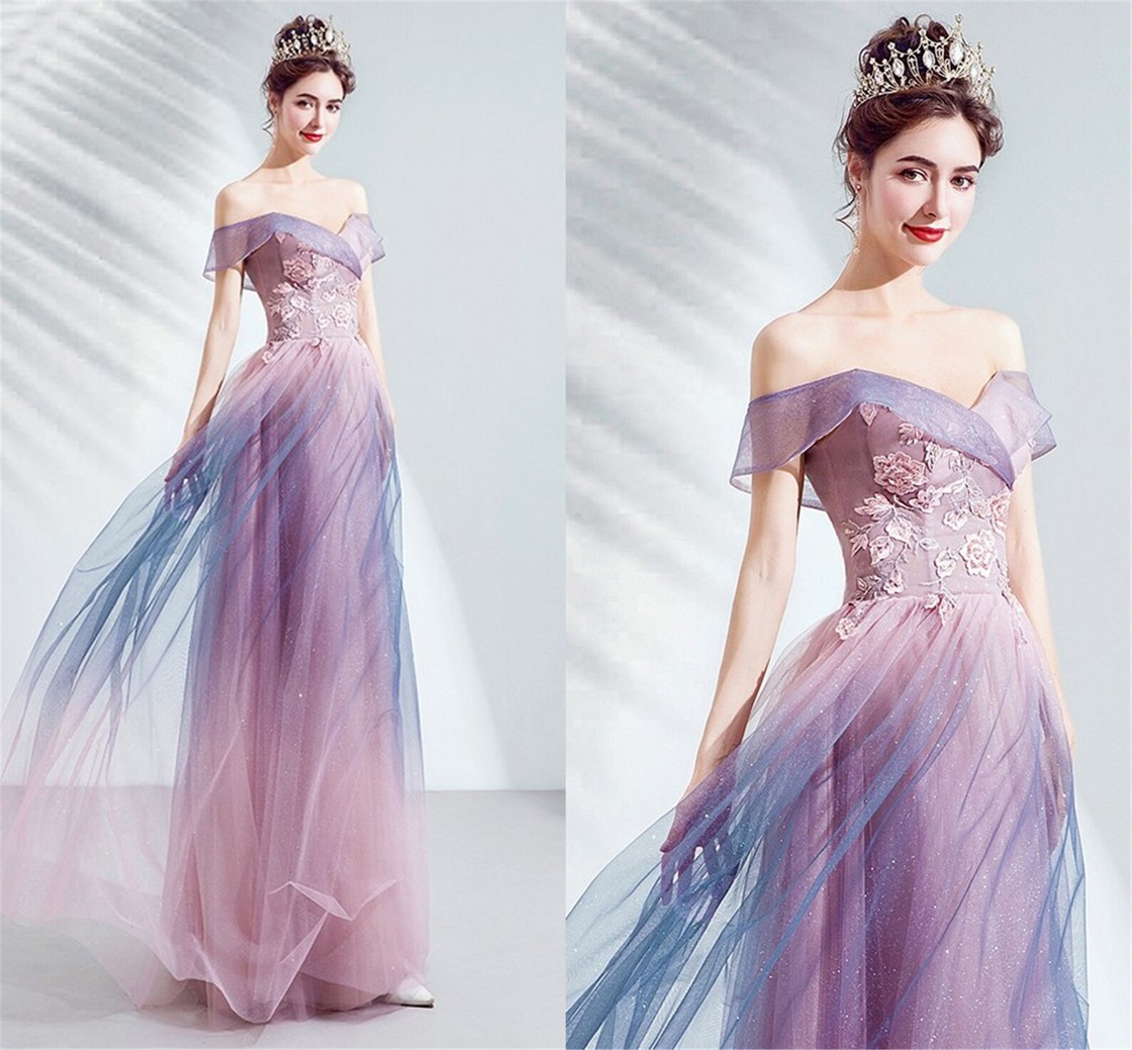 Royal Purple Evening Dress for Women Sparkle Formal Gown Top | Etsy