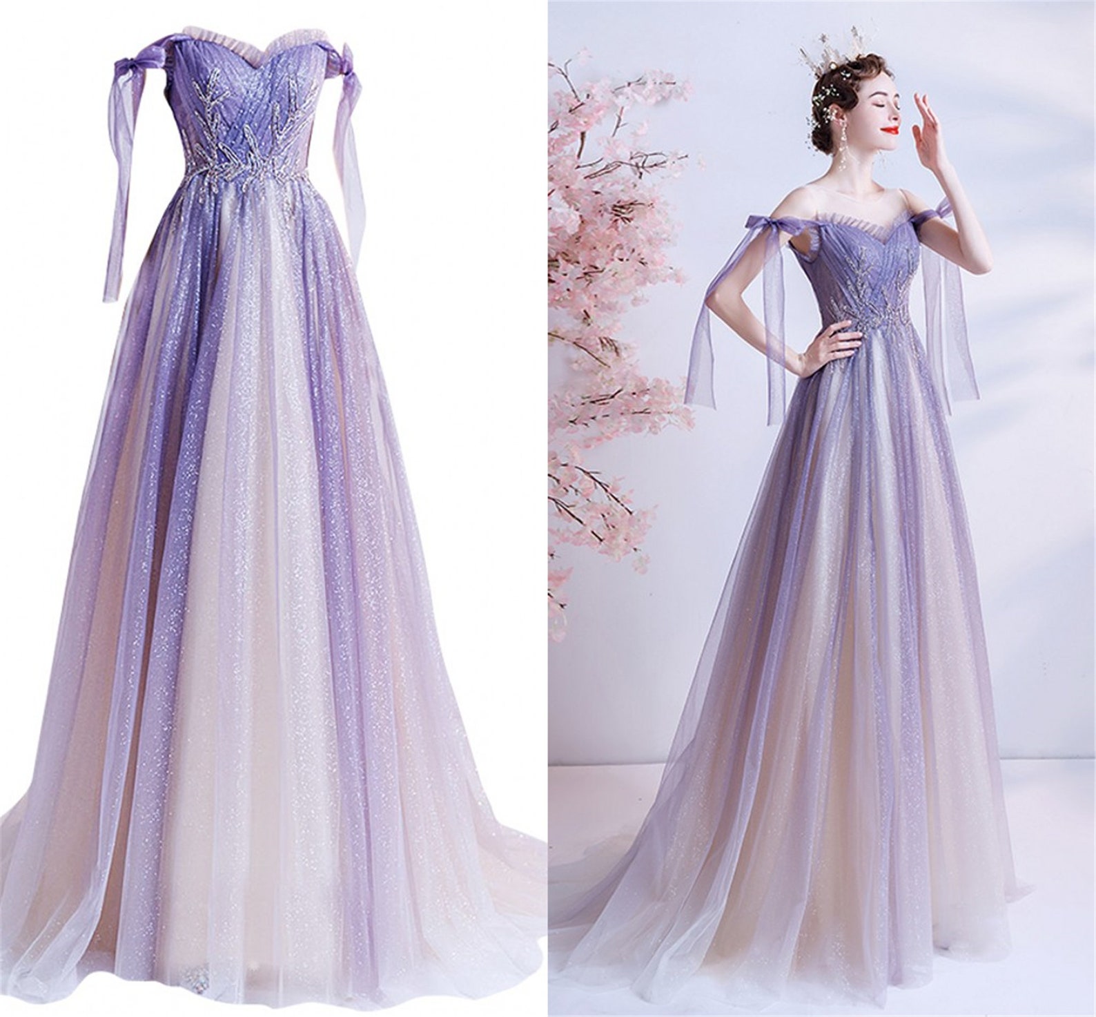 2021 Purple Formal Dress for Beauty Pageant With Cute Bows - Etsy