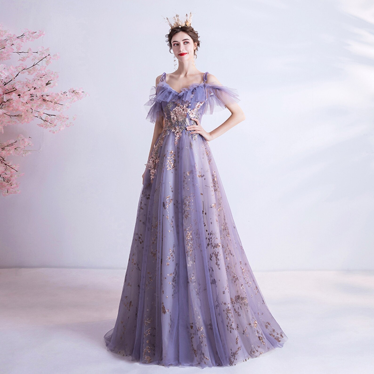 Celestial Wedding Tulle Dress Sparkle Sequined Womens Formal - Etsy Israel