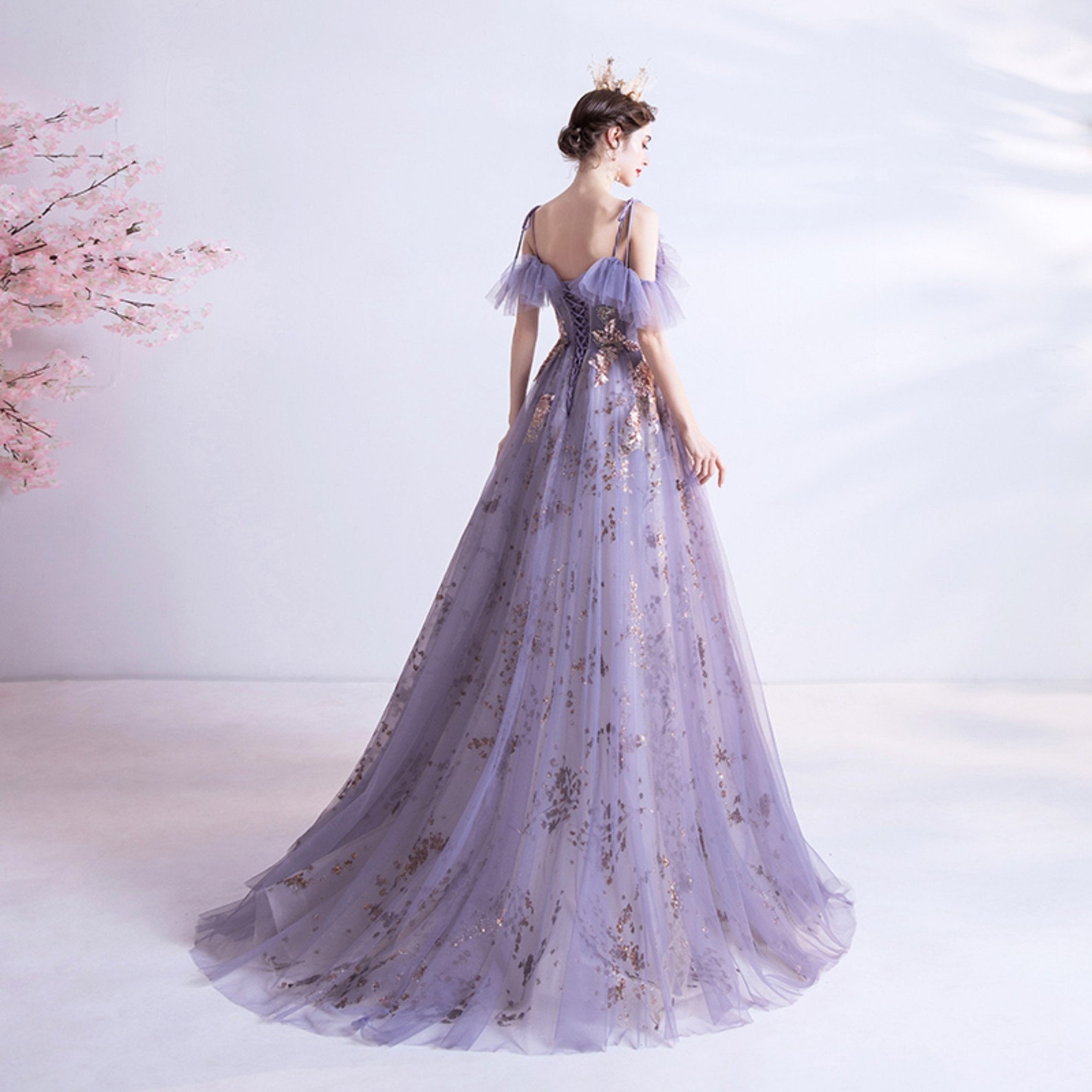 Celestial Wedding Tulle Dress Sparkle Sequined Womens Formal - Etsy Israel