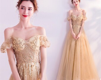Gold Formal Dress - Etsy