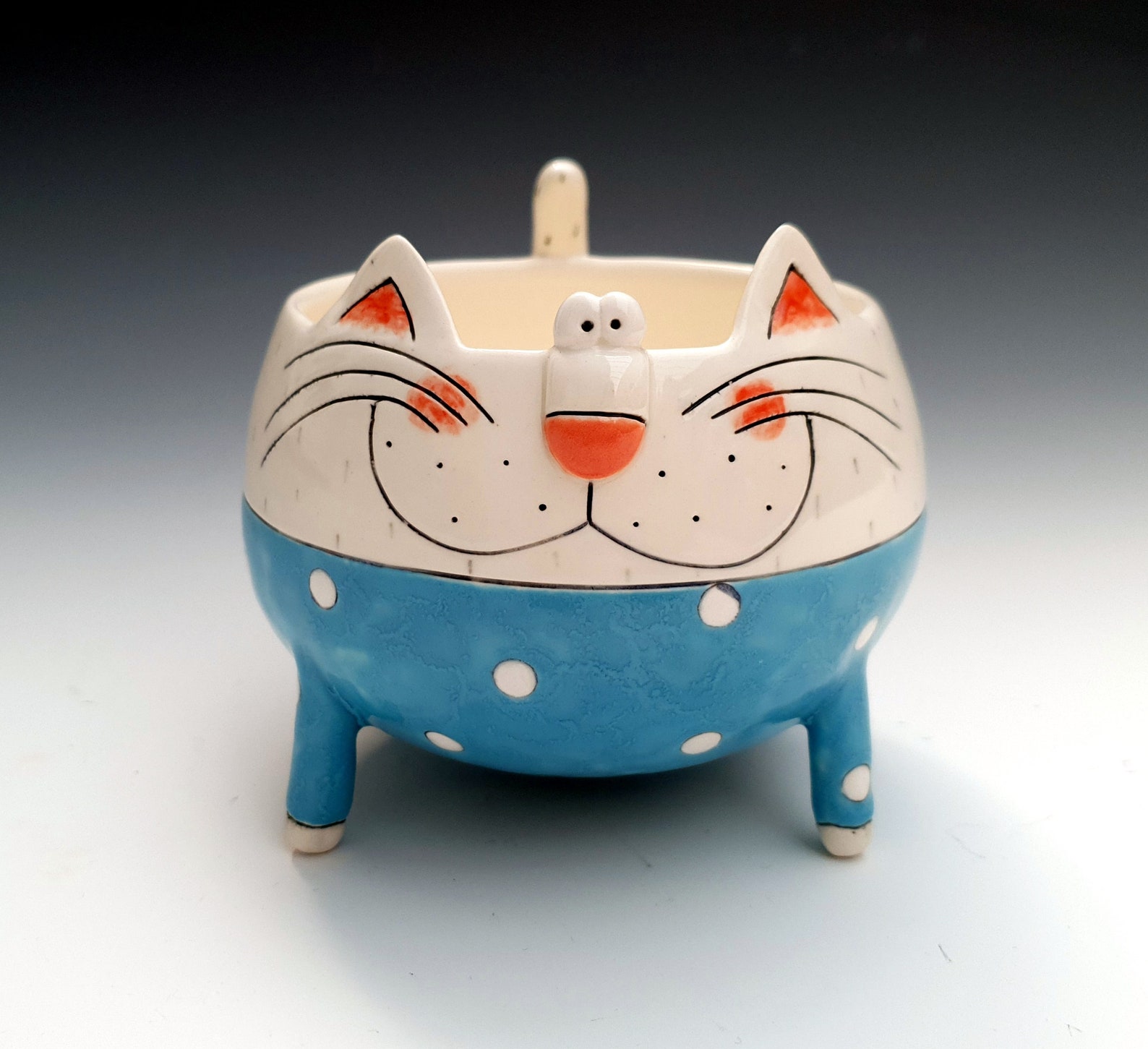Ceramic Chubby Cat Planter. Handmade Cat Flower Pot for - Etsy