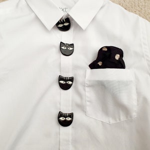 Handmade Ceramic Cat Shaped Buttons, Set of 6 Black and White Craft ...