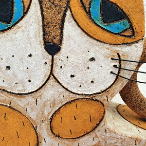 Handbuilt Table Top Clock in a Shape of a Cat, White Cat With Orange ...