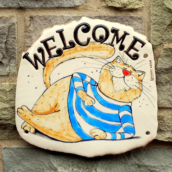 Cat Welcome Sign - Etsy