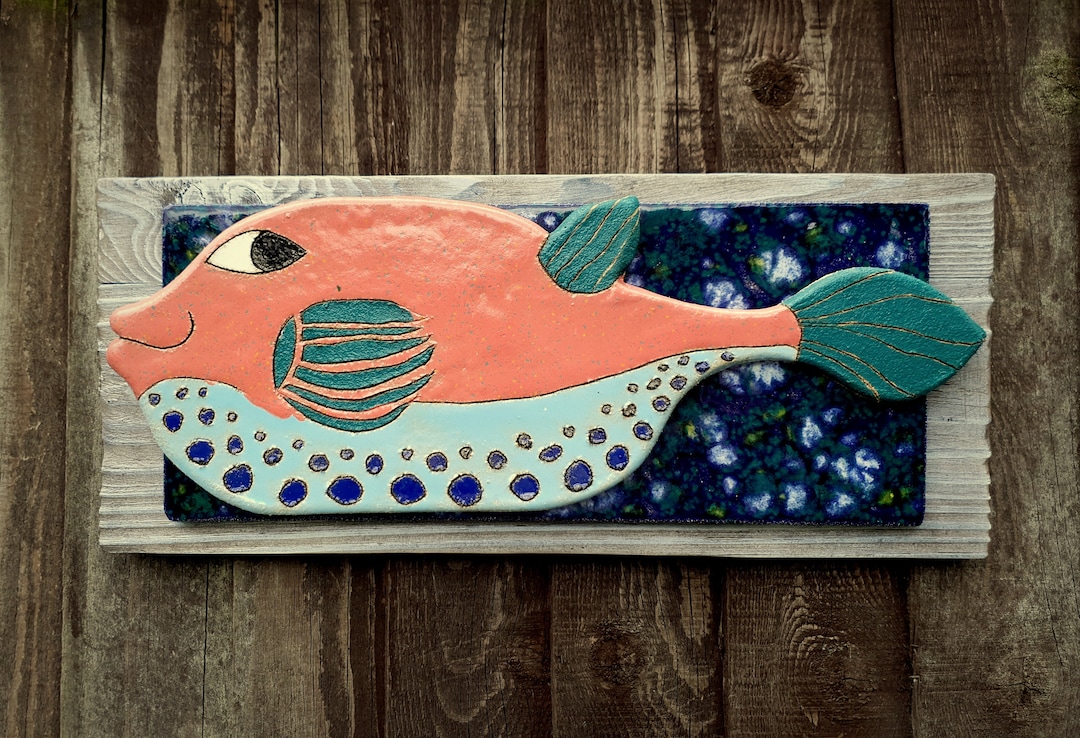 Handmade Fish Tile Ceramic Art Handmade Wall Hanging Ceramic Picture ...